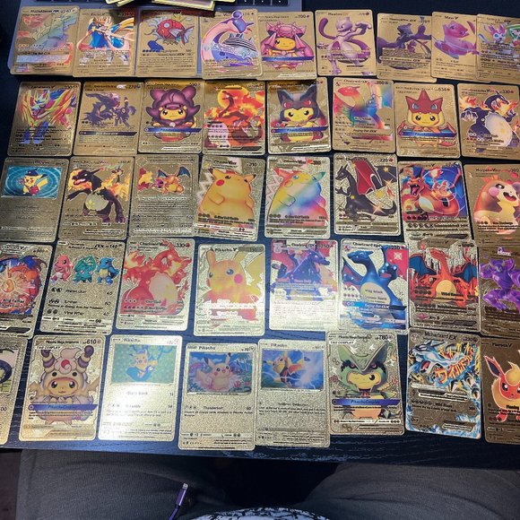 Toys | Mixed Lot Of Pokemon Gold Foil Cards Charizard Pikachu Zamazenta ...